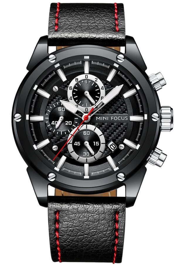 Mini Focus Trend Chronograph Black Leather 0161